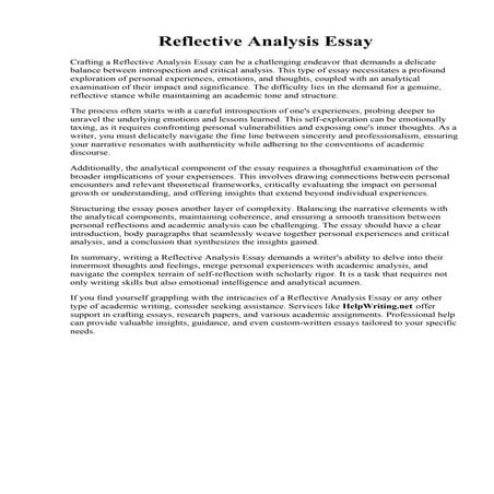 Reflective Analysis Essay | PDF