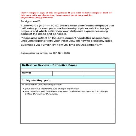 Reflective Essay assessment template | DOCX