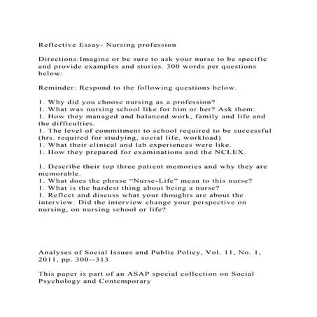 Reflective Essay- Nursing professionDirectionsImagine or be s.docx