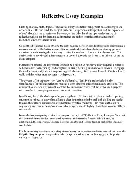 Sample Of Reflective Essay | PDF