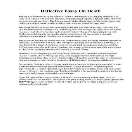 Reflective Essay On Death | PDF
