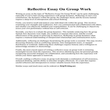 Reflective Essay On Group Work | PDF