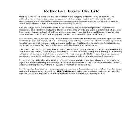 Reflective Essay On Life.pdfReflective Essay On Life | PDF