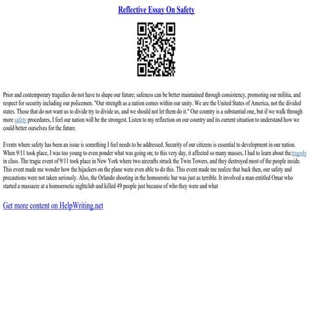 Reflective Essay On Safety | PPT