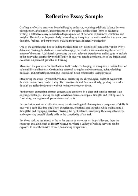 Sample Of Reflective Essay | PDF