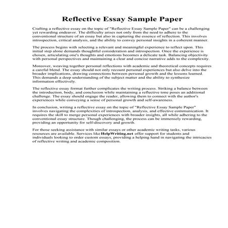 Reflective Essay Sample Paper | PDF