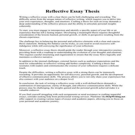 Reflective Essay Thesis | PDF