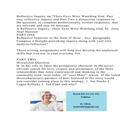 Reflective Inquiry on Their Eyes Were Watching God. Part one, refle.docx