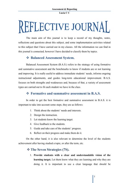 Reflective journal unit 1. | DOCX