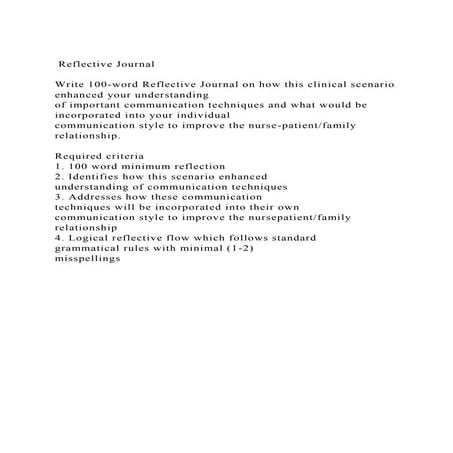 Reflective JournalWrite 100-word Reflective Journal on how th.docx ...