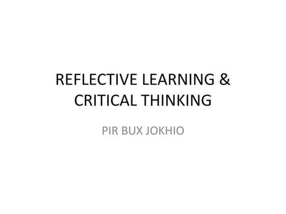 Inculcating thinking skills among students | PPT