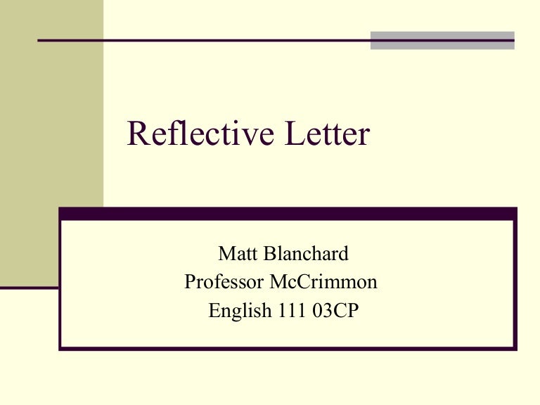 Reflective Letter