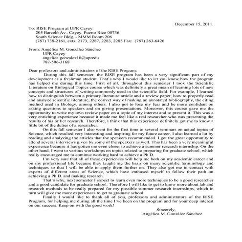 Reflective letter to rise fall semester 2011 | PDF | Postgraduate ...