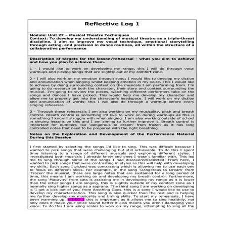 Reflective Log 1 - focus on Dangerous to Dream.docx