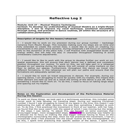 Reflective Log 2 - focus on spacing and technique .docx