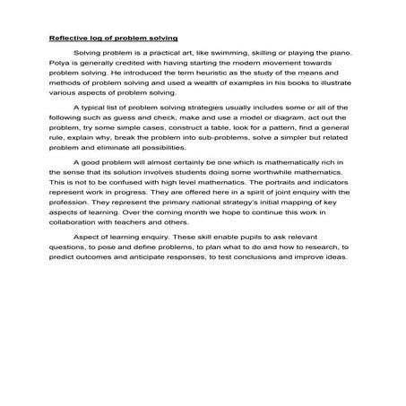 Reflective log of problem solving | PDF