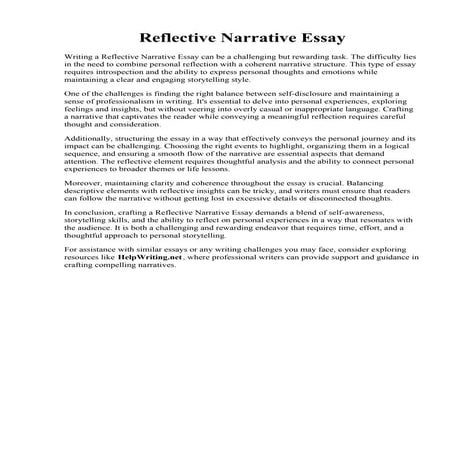 Reflective Narrative Essay | PDF