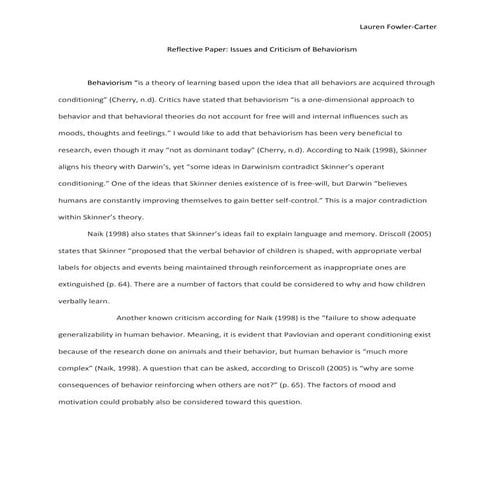 Unit One Reflective Paper | DOCX