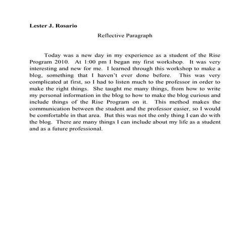 Reflective paragraph 1 summer | PDF