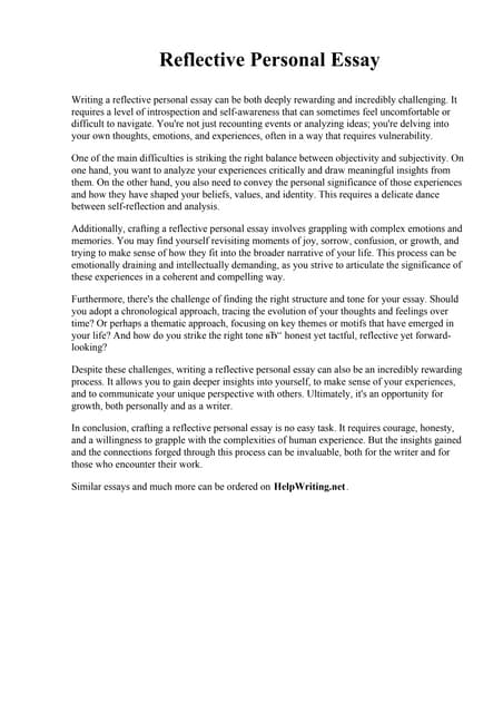 Self Reflective Essay Sample. Renton Technical College | PDF ...