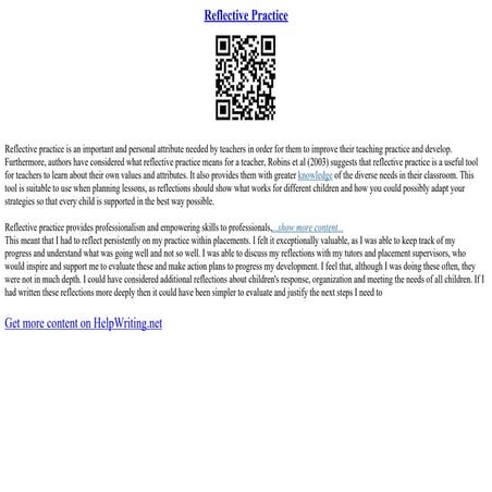 Sample Of Reflective Writing Essay | PDF