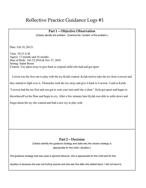 Guidance log one | PDF