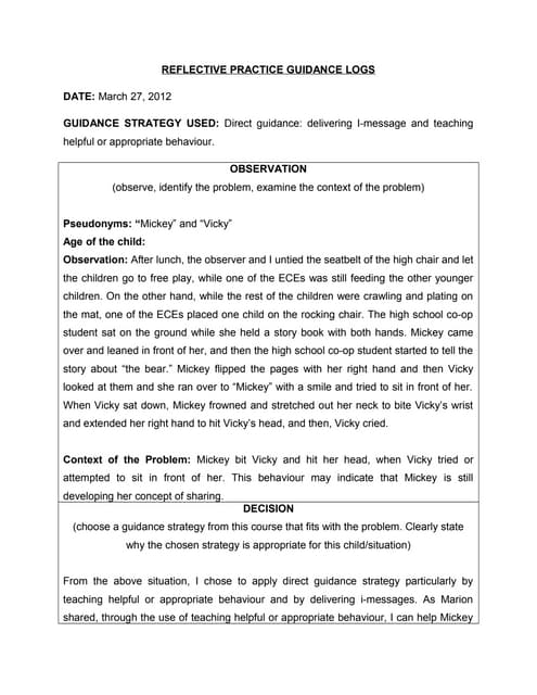 Guidance log one | PDF