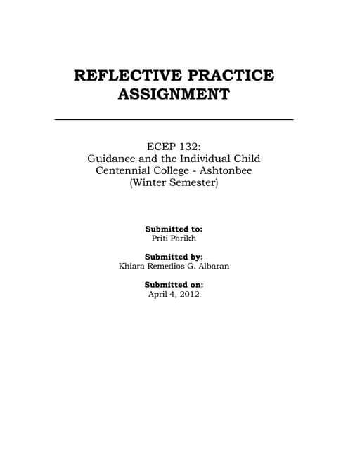 Reflective practice guidance logs | PPT