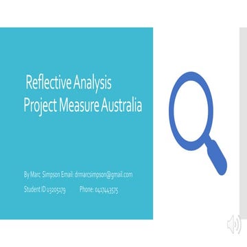 Reflective presentation Measure Australia project Marc Simpson u ...