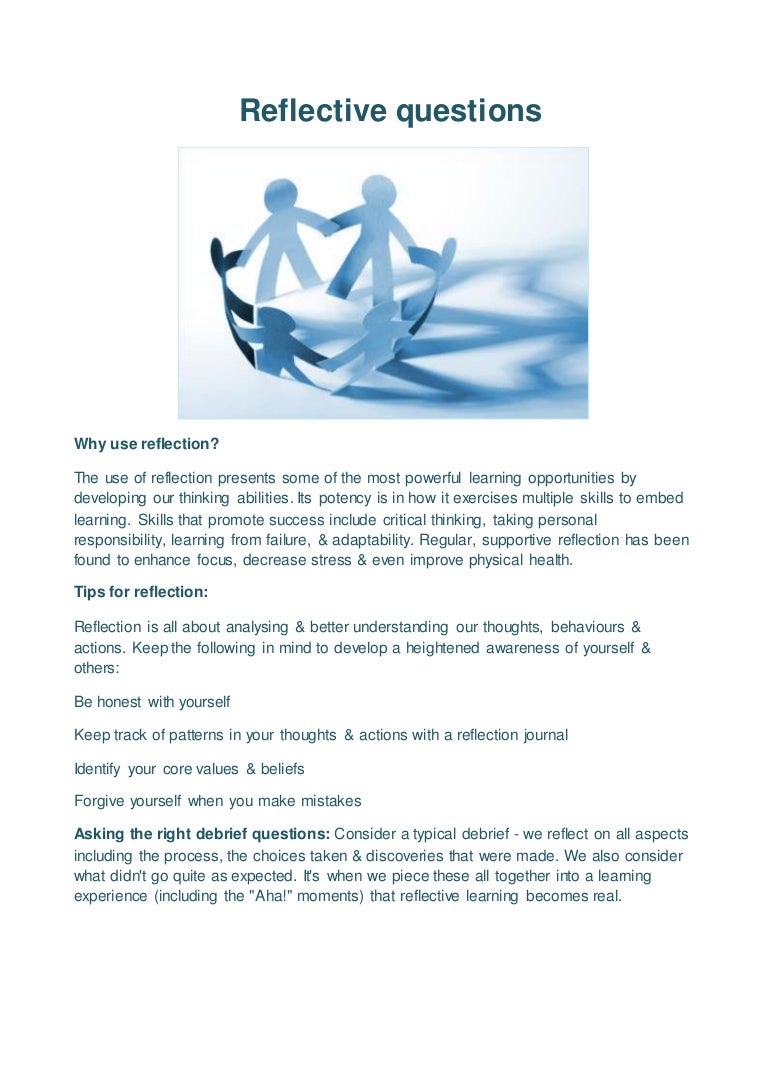 Reflective questions - a powerful way to develop our practice