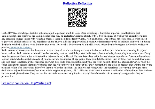 Reflective writing worksheet | DOCX