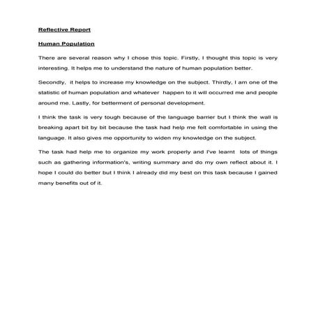 Reflective report human2 | DOCX