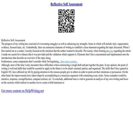 Reflective Self Assessment | PPT