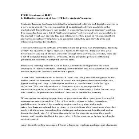 Reflective statement | DOC | Homework and Study | Education