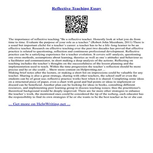 Reflective Teaching Essay | PDF