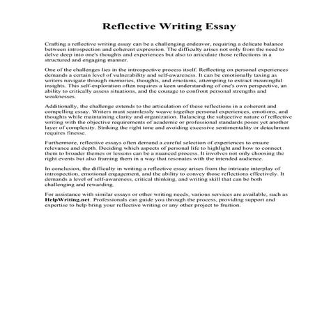 Reflective Writing Essay | PDF