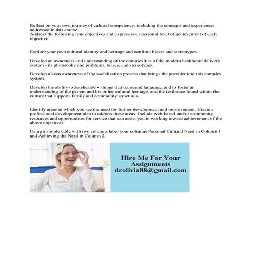 Reflect on your own journey of cultural competency- including the conc.docx