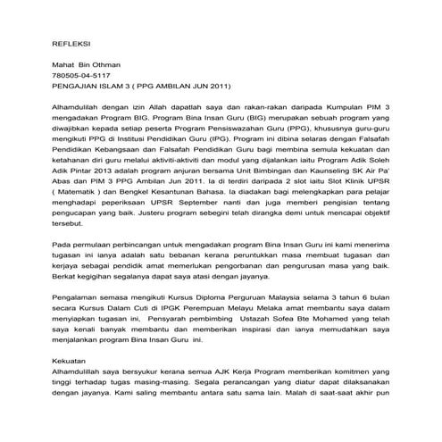 Refleksi big sem 5 | DOC