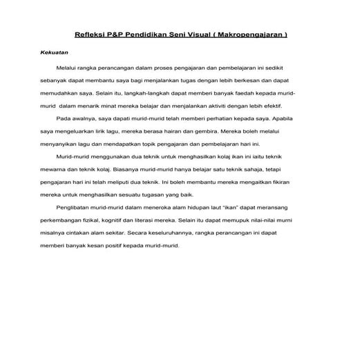Refleksi makropengajaran pendidikan seni | PDF