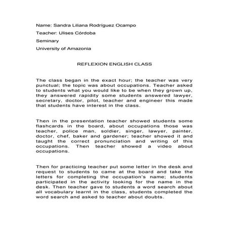 Reflexion english class[1] | DOCX