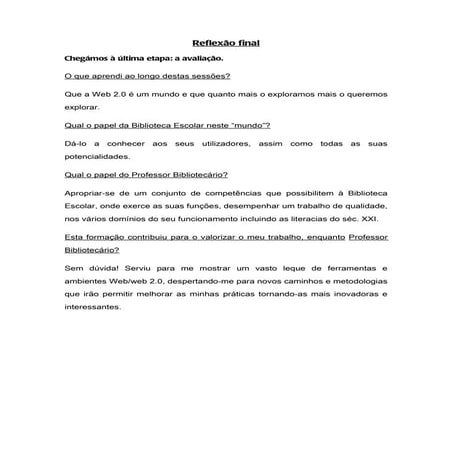 Reflexão final | DOC