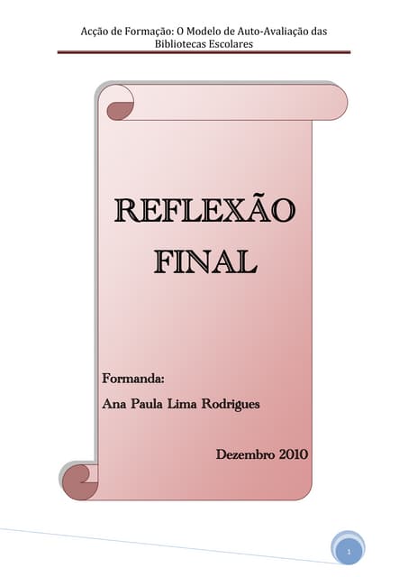 Relatório de Reflexão Crítica - Vera Oliveira | PDF