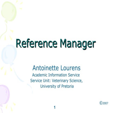 Reference Manager | PPT | Databases | Computer Software and Applications