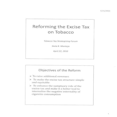 Reforming the Excise Tax on Tobacco | PDF