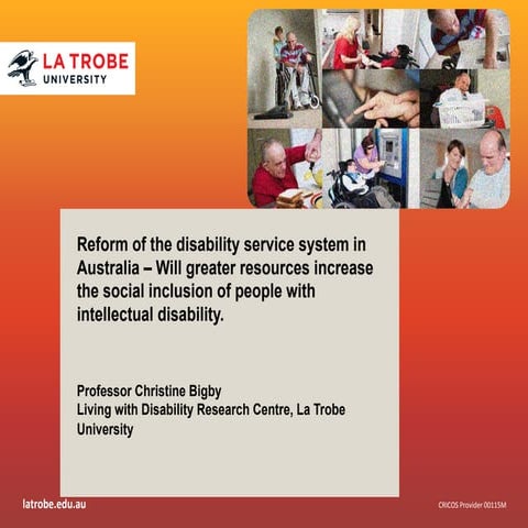 Reform of the disability service system in Australia – will greater ...