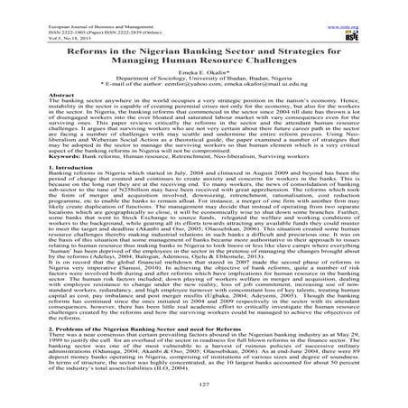 Reforms in the nigerian banking sector and strategies for managing ...