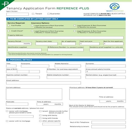 Ref plus tenancy form (static) | PDF | Real Estate Renting and Leasing ...