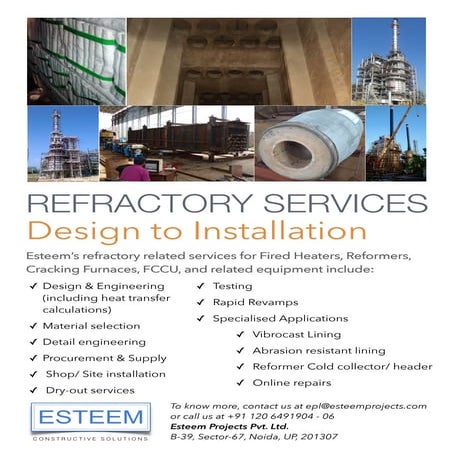 Refractory Design and Application Services - Esteem Projects | PDF