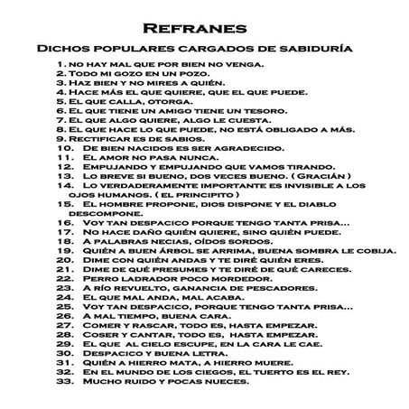 RECOPILACIÓN DE REFRANES POPULARES | PDF