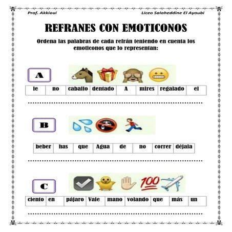 Refranes con emoticonos acti | PDF